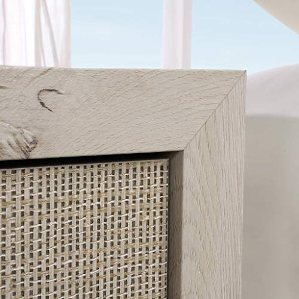 Sauder Pacific View Wood and Metal Nightstand in Chalked Chestnut Oak