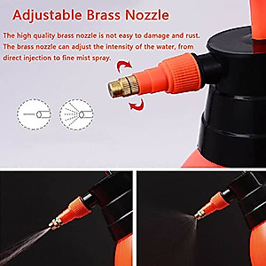ANPTGHT 2 PCS Garden Pump Sprayer, 0.5Gallon/68oz Hand-held Lawn Pressure Spray Bottle &Adjustable Nozzle for Spraying Watering/Home Cleaning/Car Washing (Orange)