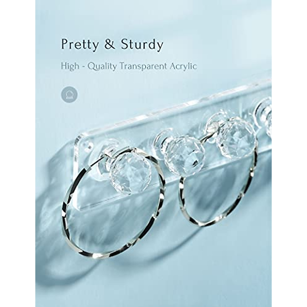 Heesch Necklace Holder, Acrylic Necklace Hanger, Wall Mont Necklace Organizer, Jewelry Hooks for Necklaces, Bracelets, Chains (2-pack Clear)