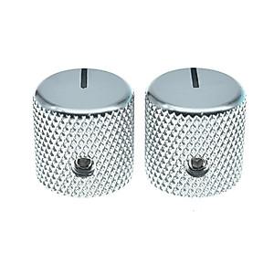 4pcs Aluminium Guitar/Bass Knobs Volume/Tone Control Knob 1/4" Metal Universal Potentiometer Pot Knobs with Set Screw and Indicator for Tele/Telecaster/P Bass Silver