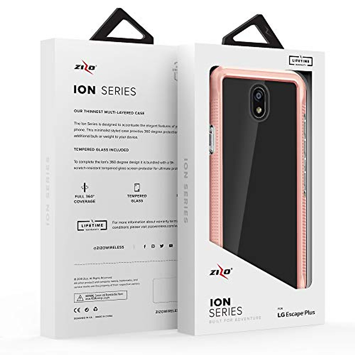 Zizo ION Series LG Aristo 4+ / LG Escape Plus Case | Military Grade Drop Tested with Tempered Glass Screen Protector (Rose Gold/Clear)