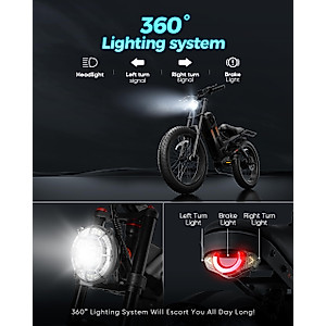 eAhora Romeo Pro Peak 1600W 60Ah Electric Bike for Adults, 100-200Miles+ Long Range Electric Bike, 34Mph 26" Fat Tires Electric Mountain Bike with Full Suspension Dual Hydraulic Brakes