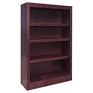 BOWERY HILL Traditional 48" Tall 4-Shelf Wood Bookcase in Cherry