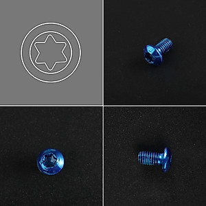 LEONTOOL 12 Pcs Bicycle Disc Brake Bolts M5x10mm MTB Rotor Bolts Blue Bicycle Rotor Screws Disc Rotor Bolts with 1 Pcs T25 Torx Wrench L for Road Bike Mountain Bike