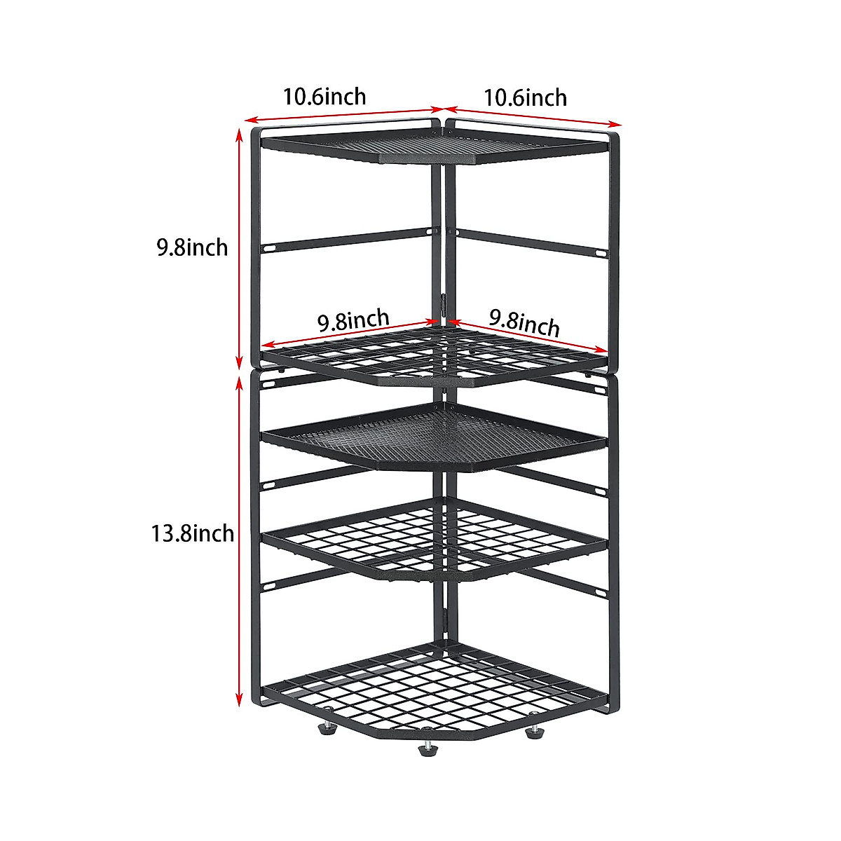 LUMAMU 2 Pack Stackable Corner Shelf Stand, Height Adjustable Cabinet Corner Rack, Countertop Shelf Organizers for Plates, Dishes, Cabinet & Pantry Kitchen Organization, Black