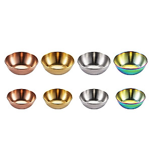 Hayuhone 12 Pack Stainless Steel Sauce Dishes, Gold Mini Saucers Bowl Round Seasoning Dishes Sushi Dipping Bowl Appetizer Plates, 3.15inch