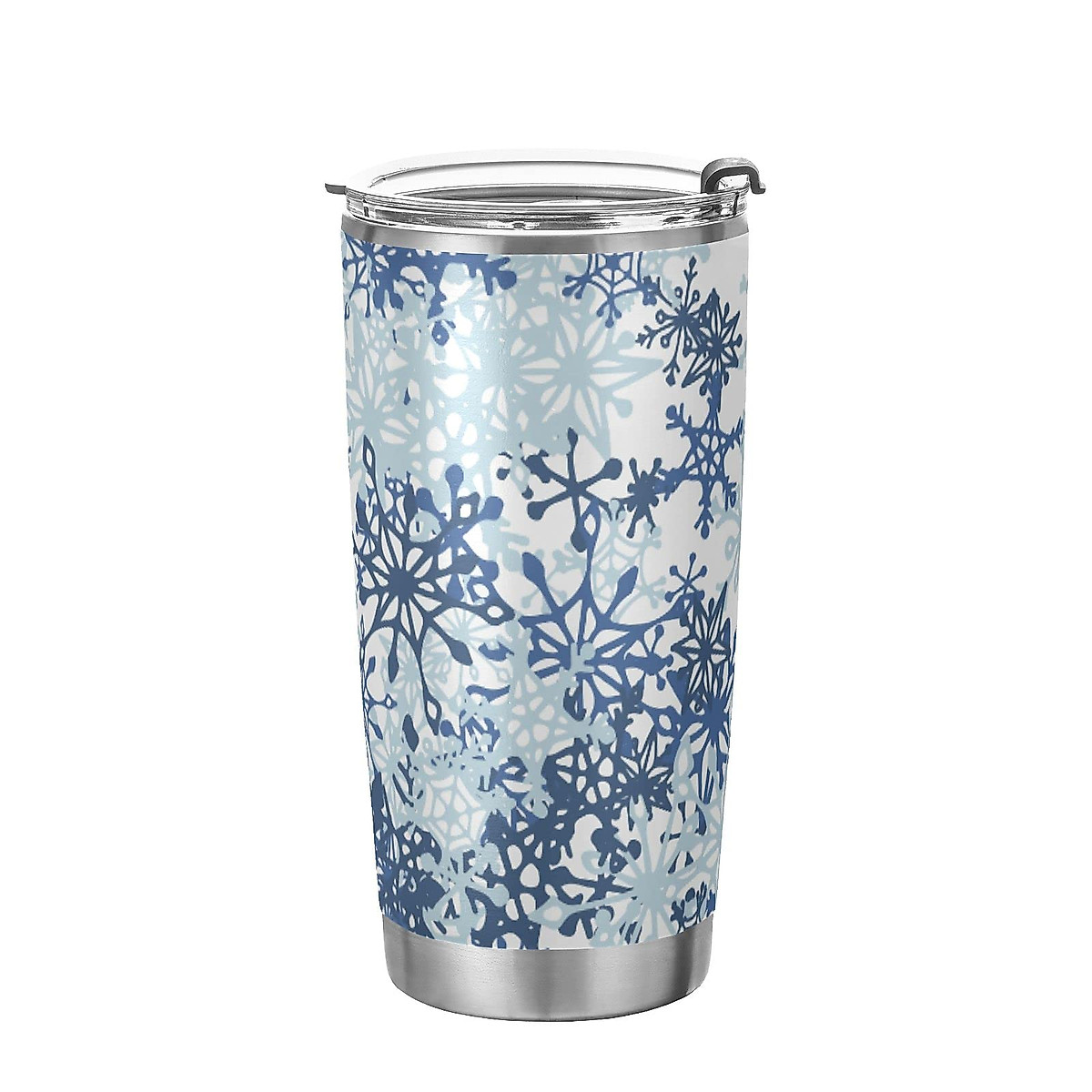 Yasala Christmas Tumbler Winter Snowflake Blue Insulated Coffee Cup Beverage Container Office Travel Mug with Straw and Lid 20oz Holiday Back to School Gift