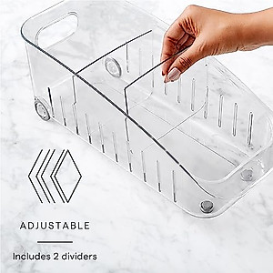 YouCopia RollOut Fridge Drawer 6", BPA-Free Clear Rolling Refrigerator Organizer Bin with Adjustable Dividers and Handles for Produce, Food, Meal and Snack Storage