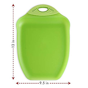 Dexas Chop & Scoop Cutting Board, 9.5 by 13 inches, Solid Green