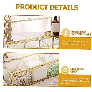 Holibanna Box Jewelry Storage Box Compartment Makeup Case Jewelry Display Boxes Tea Holder for Tea Bags Organizer Jewelry Storage Organizer Drawer Organizer with Lid Glass Jewelry Box Office