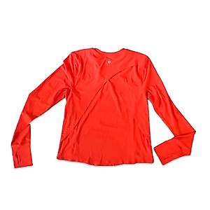 lululemon Womens UV Protection Folds Over Running Long Sleeve Shirt Slim Fit Size 8 Top Orange SLRO