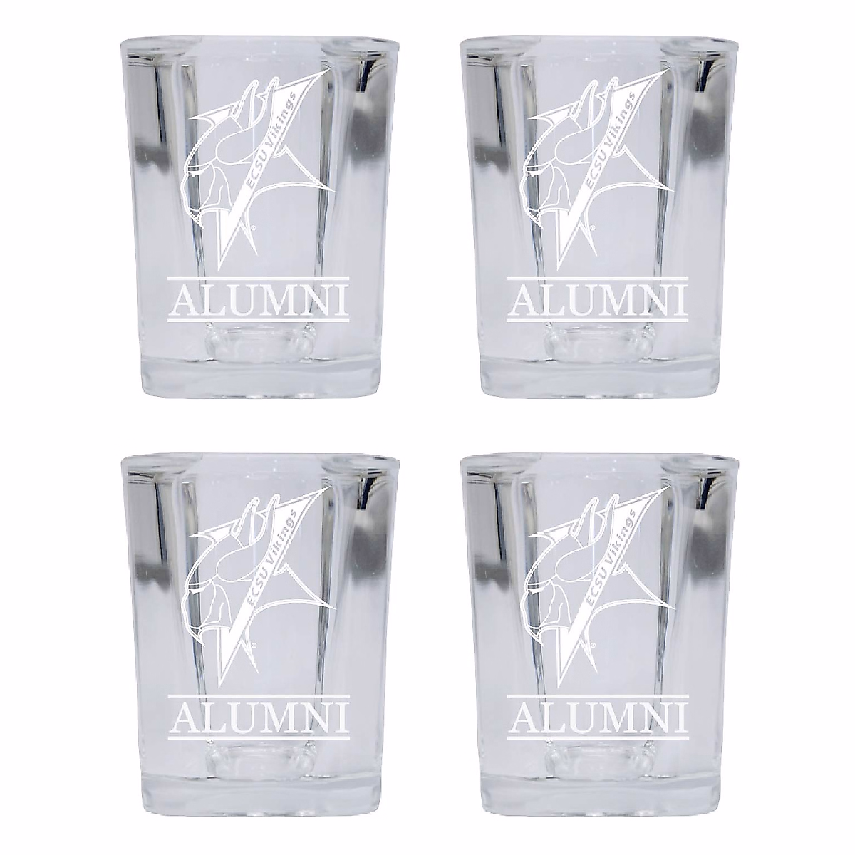 Elizabeth City State University Alumni 2 Ounce Square Shot Glass laser etched logo Design 4-Pack Officially Licensed Collegiate Product