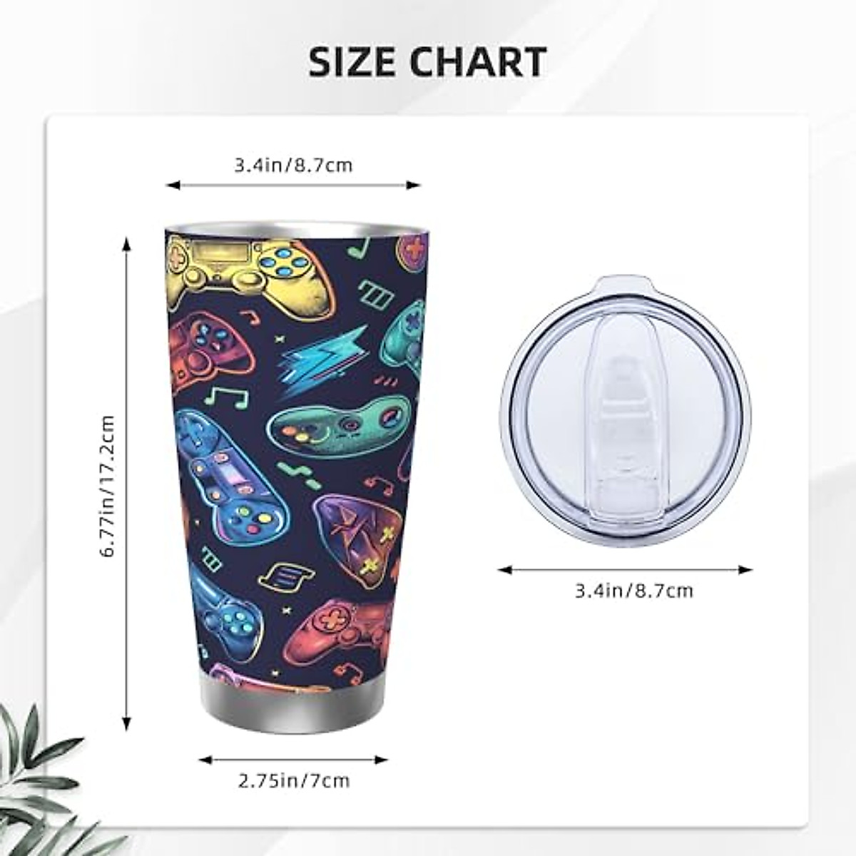 AYCZN Video Game 20 OZ Tumbler Stainless Steel Travel Coffee Mug, Colorful Insulated Water Bottle with Lid Leakproof Thermal Cup