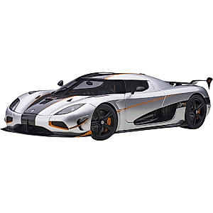 Auto Art Models Koenigsegg Agera RS Moon Silver with Carbon and Orange Accents 1/18 Model Car by Autoart 79024