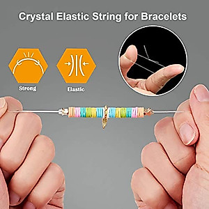 QBJAYTY Bracelet String, 0.8mm Elastic String for Clay Beads, 100M Clear Elastic Stretchy Bracelet String for Jewelry Making, Elastic Beads Beading String Cord (White)
