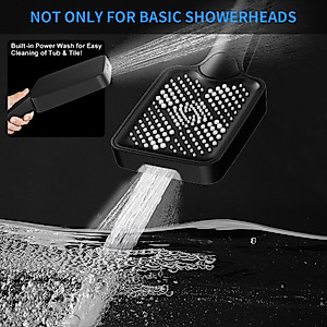 Woindo Shower Faucet Set, 12" Ceiling Mount Rainfall Shower System with 2 Rain Shower Head and Multi-function Handheld Head Push Button Diverter Shower Faucet Trim Kits, Matte Black