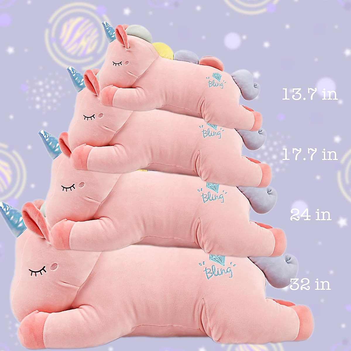 ARELUX 24in Cute Pink Giant Stuffed Unicorn Plush:Soft Animal Hugging Pillow Unicorn Stuffed Animal, Big Body Plushie,Large Unicorn Room Decor Friends Family Member