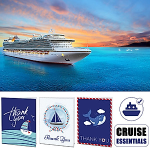 Hotop 24 Sets Cruise Thank You Cards for Ship Crew, Blank Inside Nautical Appreciation Note Cards Set with Envelopes and Stickers