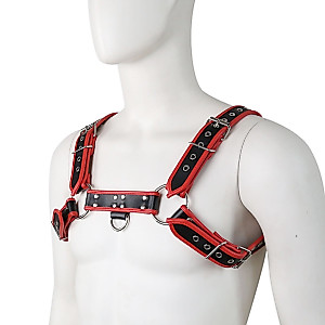 LEWECEEO Men's Faux Leather Body Chest Harness Belt Shoulder Cage Belt Party Costume
