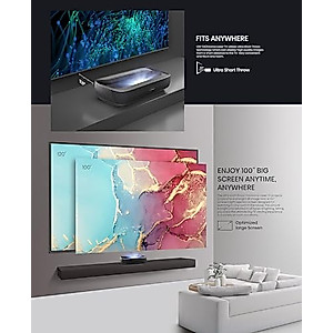 Hisense 100L9H Laser TV Trichroma Ultra Short Throw Projector with 100" ALR High Gain Screen, 4K UHD, 3000 ANSI Lumens, Dolby Vision & Atmos, HDR10, Google TV, Netflix