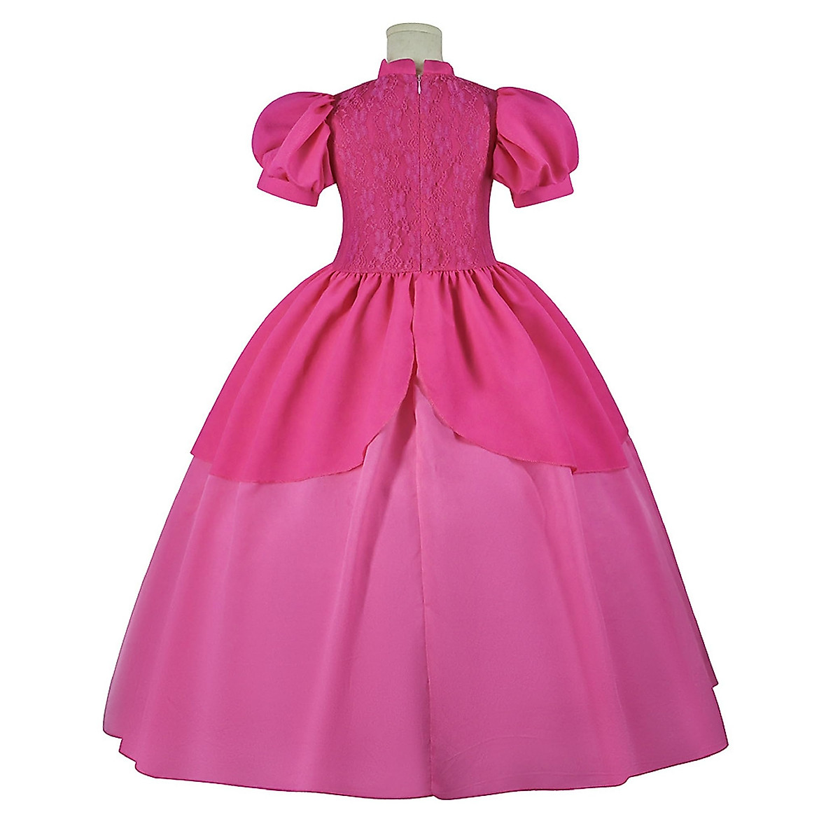 Princess Dress up Costume for Girls with Crown Blue Earrings Gloves Brooch Peach Cosplay Halloween Birthday Party Red-130