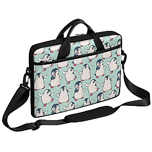 Cute Cartoon Penguins Laptop Computer Bag Waterproof Shoulder Messenger Bag 13-15 inch Durable Laptop Tote Bag with Shoulder Strap Handle Lightweight Crossbody Briefcase