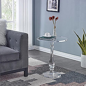 LIKENOW Acrylic End Table,Acrylic Side Table,Modern Nightstand with Clear Small Round Top and Solid Post for Living Room,Bedroom and Lobby 18.9x18.9x23.6High inches