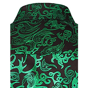 ZEROYAA Men's Luxury Prom Design Slim Fit Long Sleeve Button up Party Dress Shirts ZZCL48 Emerald Large