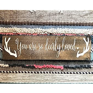 Wood sign, Antlers, Deer, You are so deerly loved, Nursery decor, Woodland nursery