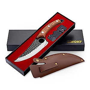 Hand-Forged Boning knife with Sheath, Pocket Knife Sharpener with Gift Box Martensitic Stainless Meat Cleaver Butcher Knives Chef knife Vegetable Knife Asian Knife