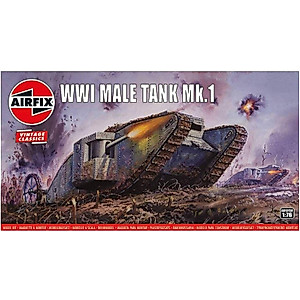 Airfix Model Tank - A01315V WWI Male Tank Mk.I, Plastic Model Kits for Adults & Kids 8+, 1:76 Scale, Skill Level 2, WW2 Theme Military Models, World War 2 Tanks