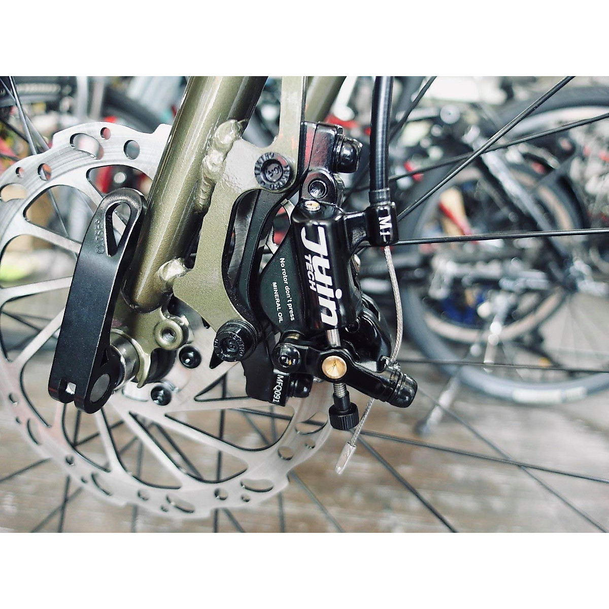 Juin Tech M1 Cable Actuated Hydraulic Bicycle Bike Disc Brake Caliper Set Extra Powerful Hybrid Brake for Road/Mountain/Cyclocross/Gravel/E-Bike/Folding Bike etc. use (Black)