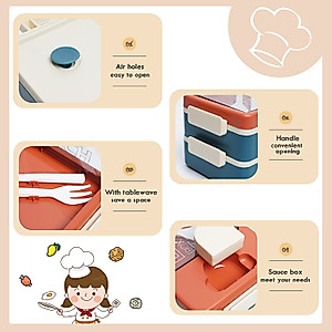 Aomola Bento Box Adult Lunch Box, 2000ML Bento Lunch Box with 4 Compartment for Older Kids or Teens, Tableware & Sauce Vontainers, BPA-Free, Dishwasher Safe, Food-Grade Materials, Leakproof (Orange)