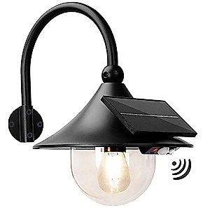 Solar Barn Light Outdoor with 3 Lighting Modes, Moodyfei Motion Sensor Solar Wall Lanterns Wall Mount, Dusk to Dawn Waterproof Rustic Vintage Solar Sconce for Porch, Shed, Patio, Garden, Yard, Garage