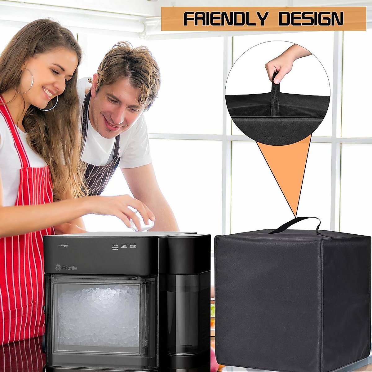 Ice Maker Dust Cover, Waterproof and Dustproof Ice Maker Dust Cover for GE Profile Opal 2.0 Countertop Ice Maker/Portable Ice Maker/Ice Cube Maker/Ice Maker （19.68Dx14.96wx15.74H）