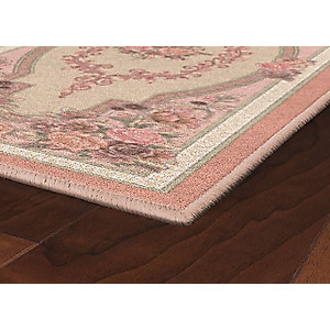 Brumlow MILLS Estate Rose Floral Blossoms Traditional Area Rug for Living Room Mat, Dining, Kitchen Rugs, Bedroom Carpet and Home Décor, 22" x 60", Blush