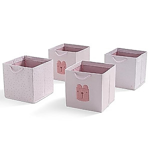 Delta Children Gap babyGap 4-Pack Brannan Bear Fabric Storage Bins with Handles, Pink