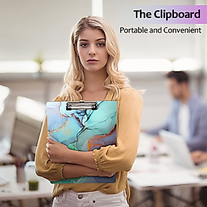 6 Pieces Cute Clipboard Nurse Clipboard A4 Letter Size Wooden Clipboards Marble Clip Board Office Clipboards with Low Profile Clip for Office Women Man Standard Size 9 x 12.5 Inch