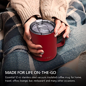 mininoo Stainless Steel Insulated Coffee Mug Cup with Handle,12OZ Double Wall Vacuum Travel Coffee Tumbler Mug with Lid Marble 2 Pack