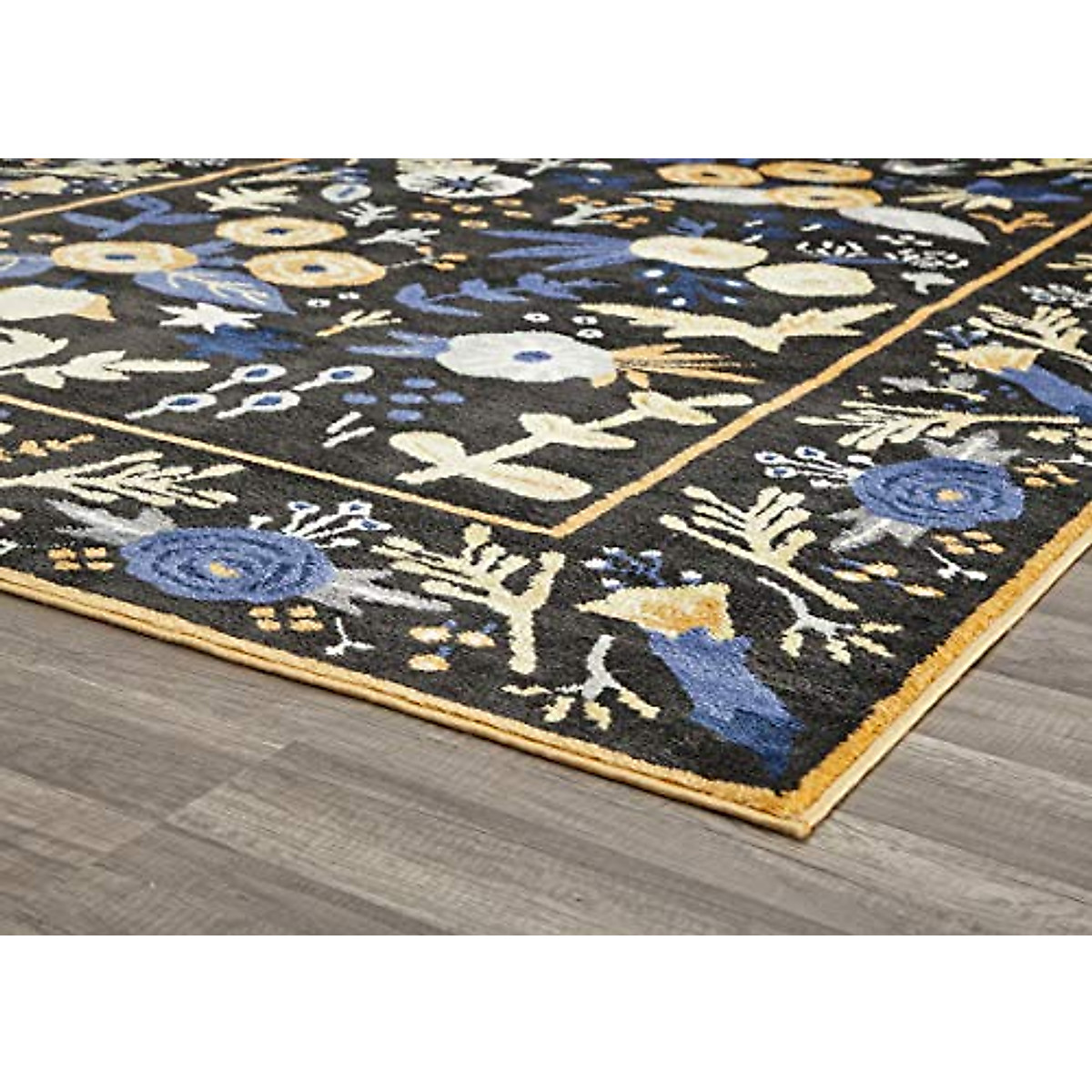 Rugs America Onyx & Blue Gardenias Transitional Rug Gardenia Golden Night VA30B 8'0"X10'0" Area Rug