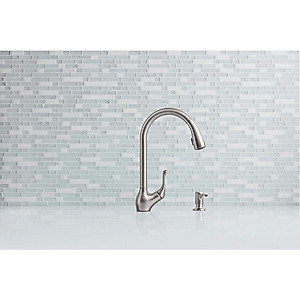 KOHLER K-R78035-SD-VS Barossa Touchless Pull-Down Kitchen Sink Faucet with Soap Dispenser, Kitchen Faucet with Pull Down Sprayer, Vibrant Stainless