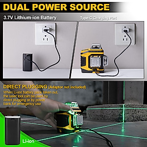 PREXISO Laser Level 3 X 360° Self Leveling - Rechargeable Cross Line Leveler, Green Line Laser Level with Tripod, Magnetic Base, Green Glasses, Portable Bag for Construction, Tile, Home Renovation