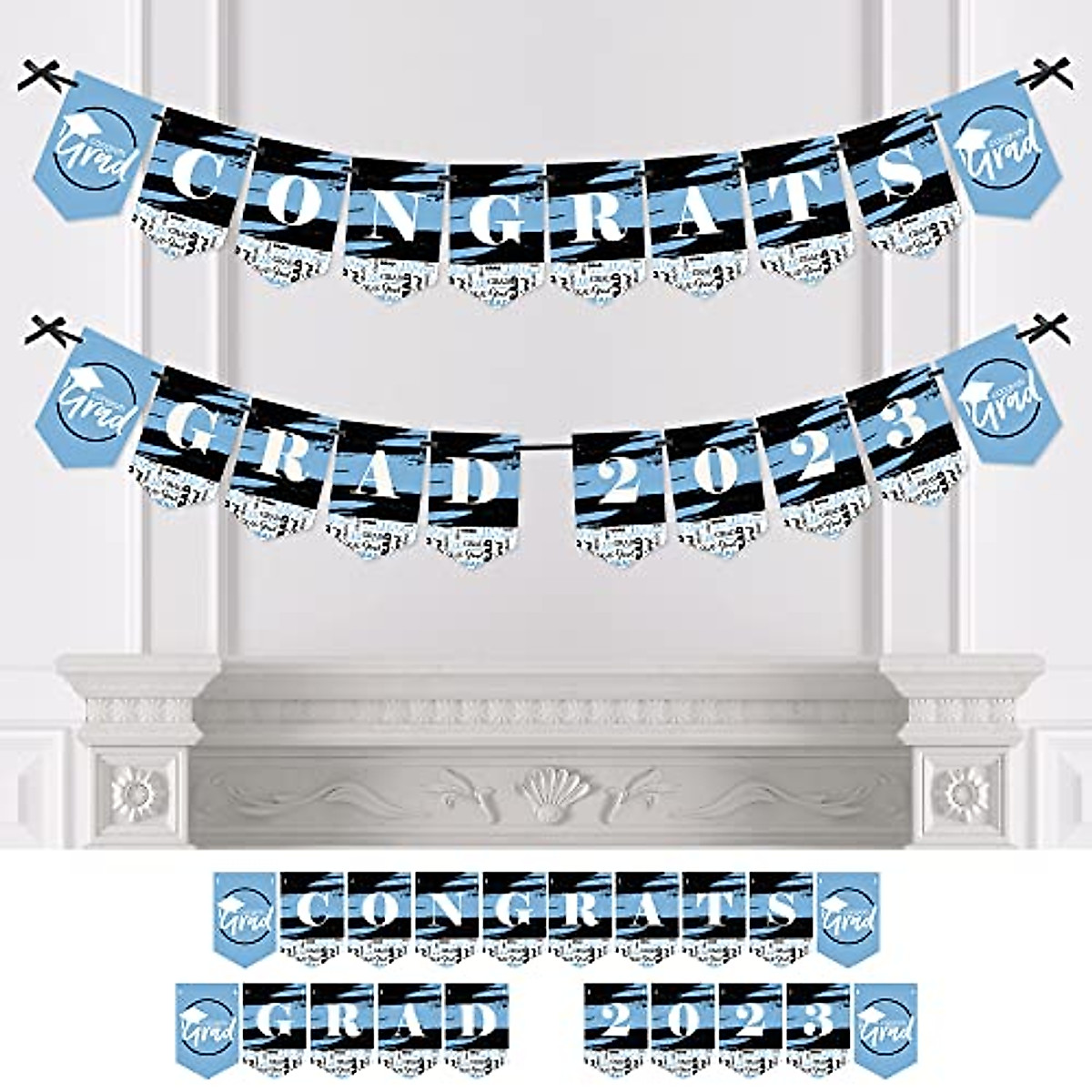 Big Dot of Happiness Light Blue Grad - Best is Yet to Come - Light Blue Graduation Party Bunting Banner - Party Decorations - Congrats Grad 2023