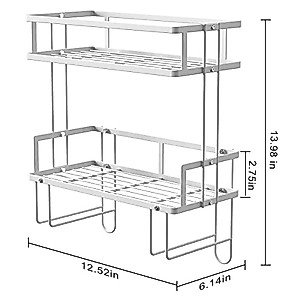 FLOLXNB Over The Toilet Storage Shelf, 2-Tier Bathroom Storage Organizer Upgrade Punch-Free Toliet Storage Shelf, Home Storage Rack with Hooks Shelf,White