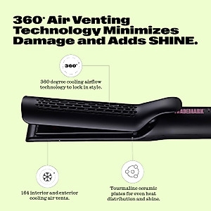 Trademark Beauty Airflow Styling Flat Iron, 2 in 1 Hair Straightener & Curler, Ceramic Plates, Tourmaline Coating, 360 Degree Air Vents, Sunny Styler - Black