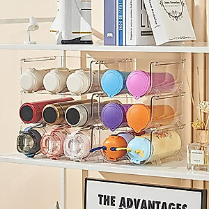 Clear Plastic Free-Standing Stackable 4 Bottle Storage Holder Rack - Water, Wine, and Drink Organizer Shelf for Kitchen Countertop, Cabinet, Pantry, Fridge