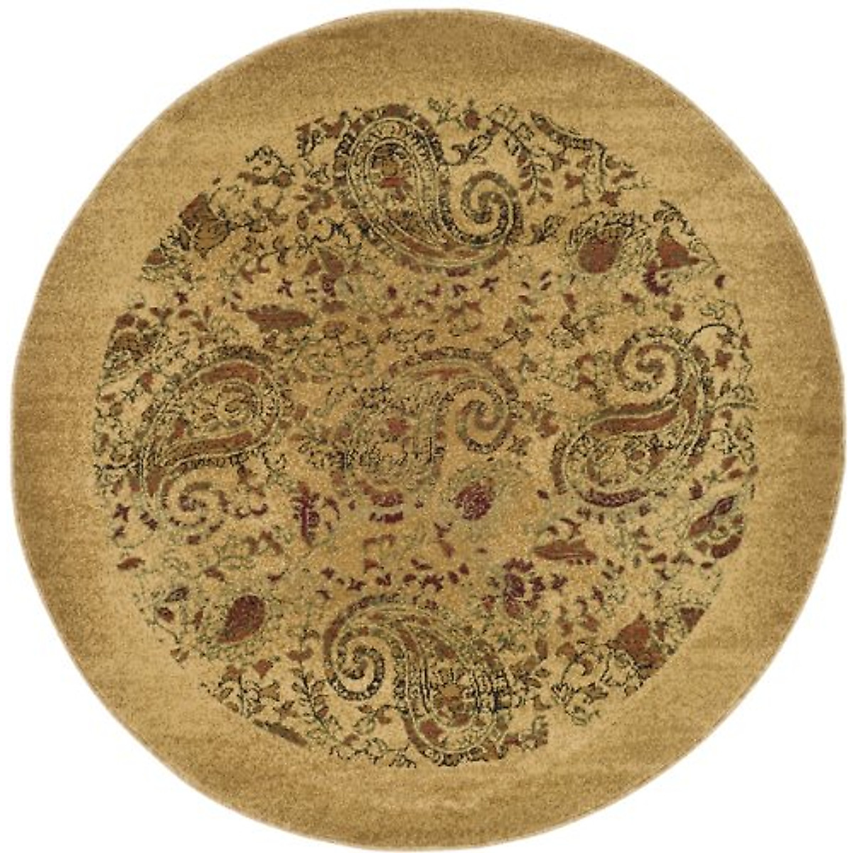 SAFAVIEH Lyndhurst Collection 4' Round Beige / Multi LNH224A Traditional Paisley Non-Shedding Dining Room Entryway Foyer Living Room Bedroom Area Rug