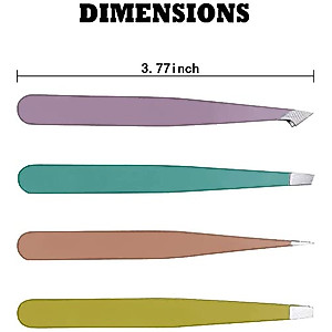 Professional Tweezers Set 4 Pack, Point Tweezers, Slant-Point Tweezers Slant Tweezers (Colorful 1)