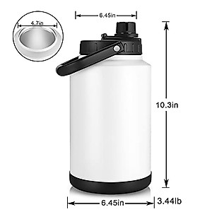 Sursip 128oz Vacuum Insulated Jug-One Gallon Double-Walled 18/8 Food-grade Stainless Steel, Hot/Cold Perfect for Travel, Camping, Sports, Outdoor, and Driving(Black to White)