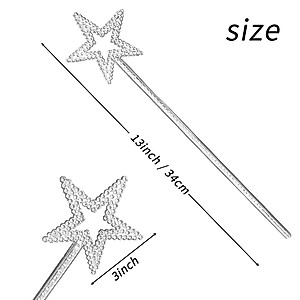 Silver 13 Inches Fairy Wand Star Wand Magic Wand Princess Wand for Kids Women Man…